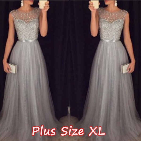 Hot Evening Dress Chiffon Sleeveless Dress Prom Dress Gown Sequined ...
