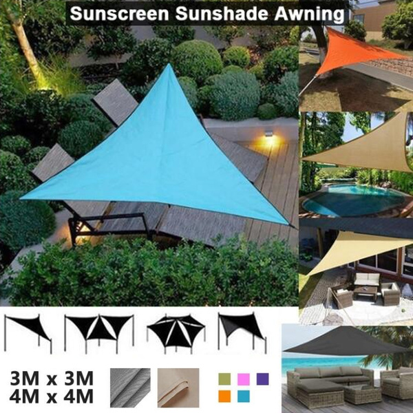 3M/4M Outdoor Sunscreen Waterproof Anti-UV Triangle Awning Sunscreen ...