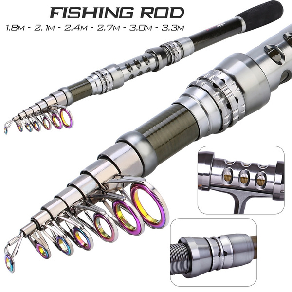 Fishing Rods 1.8-3.3M Spinning Telescopic Rod 99% Carbon Fiber Fishing ...
