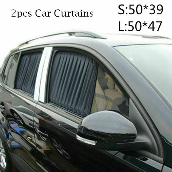 2x Car UV Protection Sun Shade Curtains Side Window Visor Mesh Cover ...