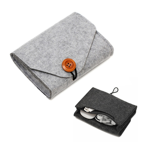 Portable Mini Organizer Travel Tablet Mouse Digital Products Felt Pouch ...
