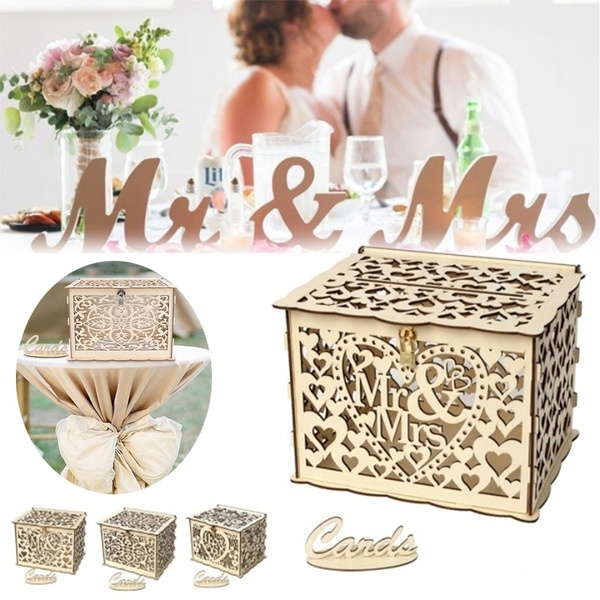 Wedding Card Box Wedding Money Box Wooden Wedding Card Box with Lock ...