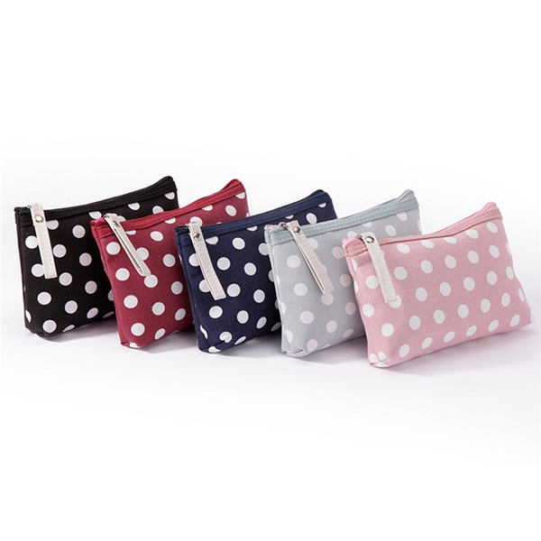 Women Dots Cosmetic Bag Makeup Bag Small Bag Travel Organizer Zipper ...