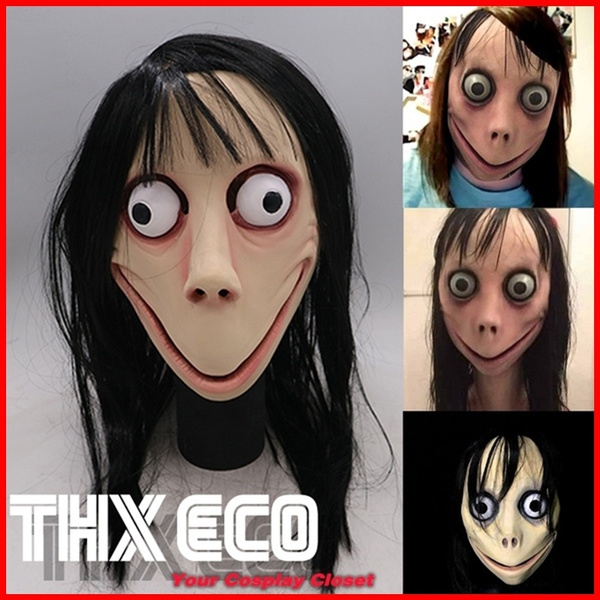 Creepy Youtube Video Momo Challenge Momom Mask Halloween Cosplay Latex ...