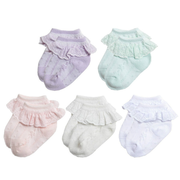 1 Pair Baby-Girls Eyelet Frilly Lace Socks,Newborn/Infant/Toddler ...