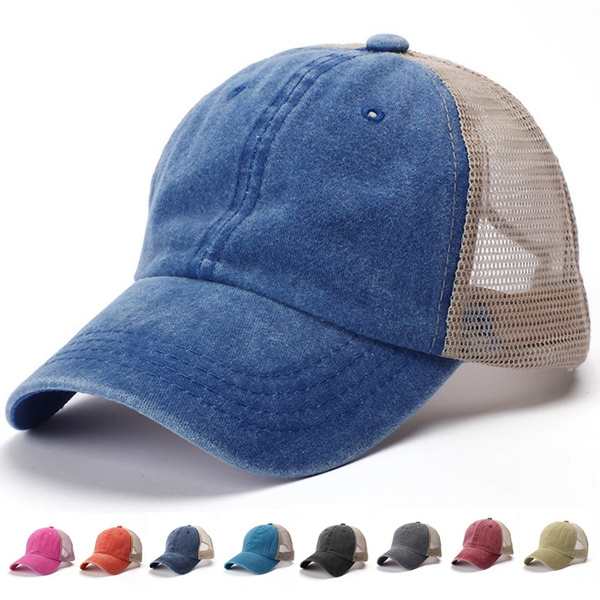 Fashion Unisex Mesh Patchwork Ajustable Hip Pop Hat Outdoor Sun Block ...