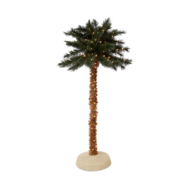 Home Heritage 5 Foot Pre-Lit Palm Tree with 150 Incandescent Multi ...