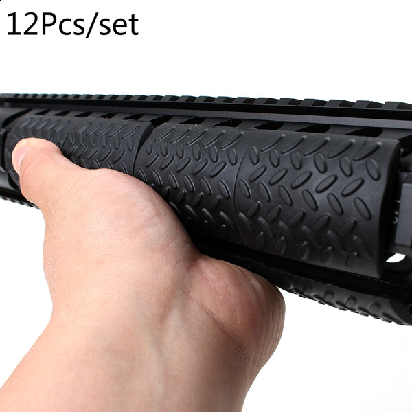 Black Universal Tactical Rubber Polymer Low Profile Handguard Rail ...
