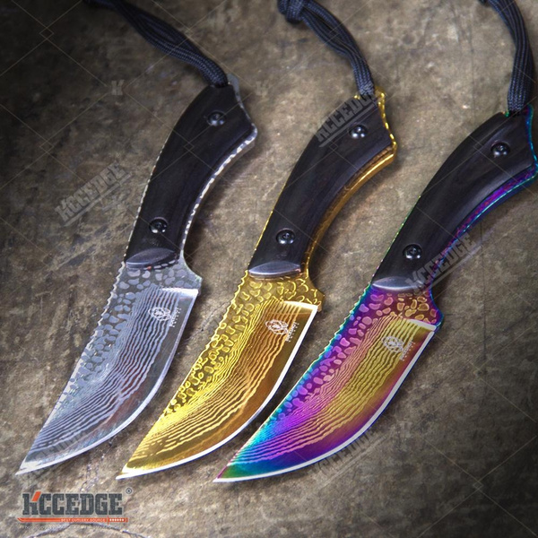 7.5" TACTICAL DAMASK ETCHED FIXED BLADE Survival Hunting Knife | Wish