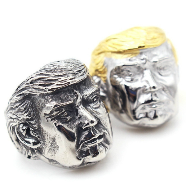 Vintage Men's 316L Stainless Steel Ring US Trump Personality Ring Party ...
