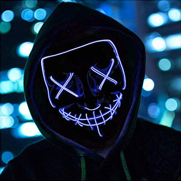Halloween Mask Light up Mask Cosplay LED Mask Frightening Purge Mask ...