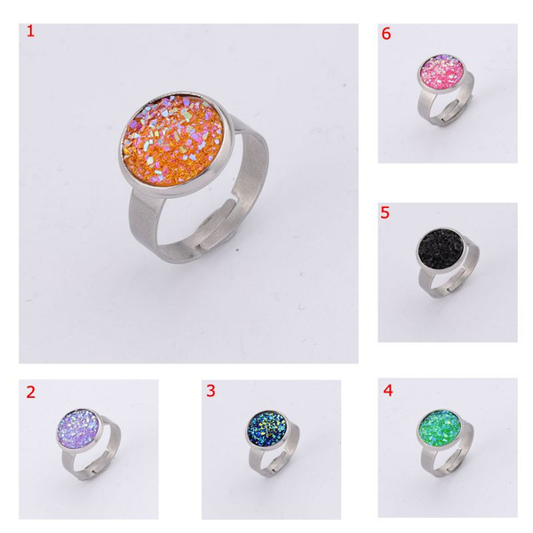 New Fashion Style 1 pcs Resin Round Crystal Cluster Stainless Steel ...