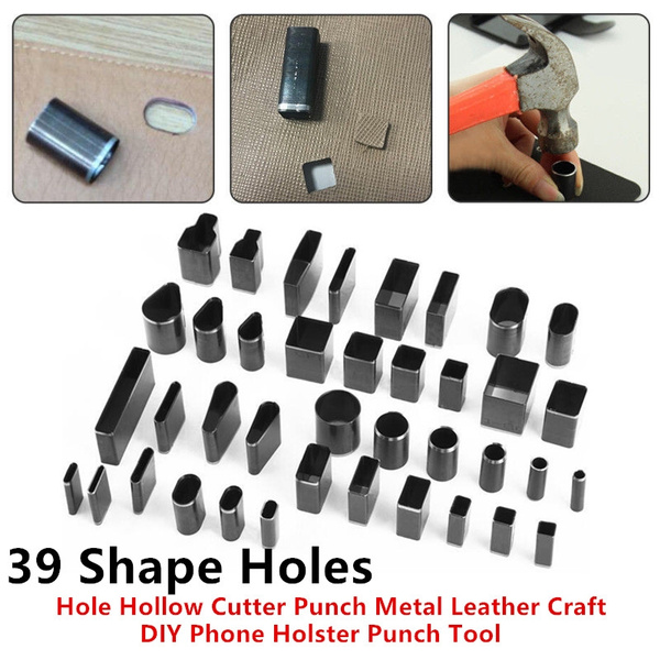 39 Shape Hole Hollow Cutter Punch Metal Leather Craft DIY Tool Phone ...