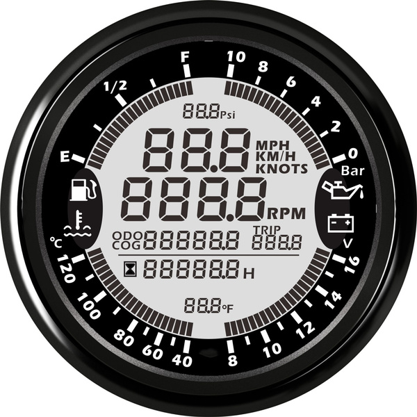 Multi-Functional GPS Speedometer Tachometer Hour Water Temp Fuel Level ...