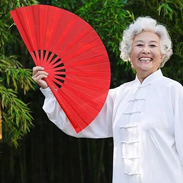 Dance Folding Hand Fan Large Chinese Kung Fu Tai Chi Hand Held Folding ...