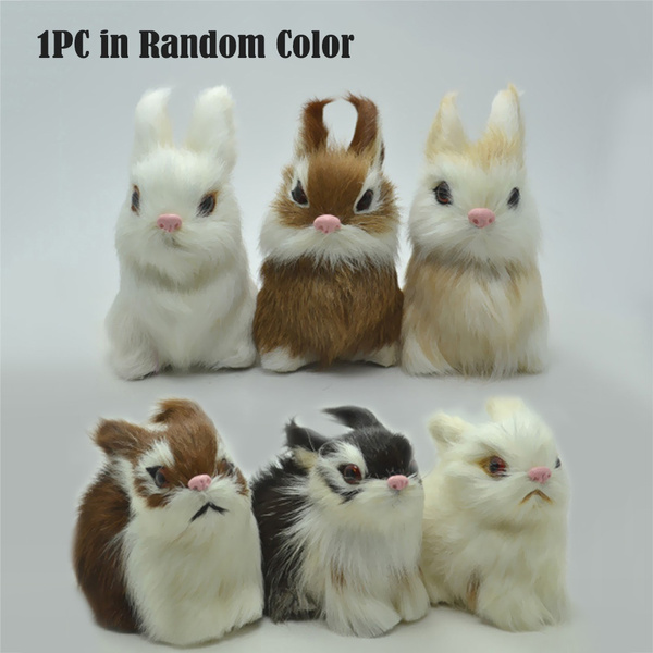 Cute Plush Realistic Fur Bunny Simulation Rabbit Lifelike Animal For ...