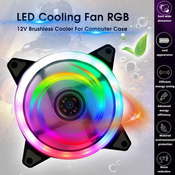 120mm 12V White LED Cooling Fan 4Pin to 3Pin RGB Computer Case PC CPU ...