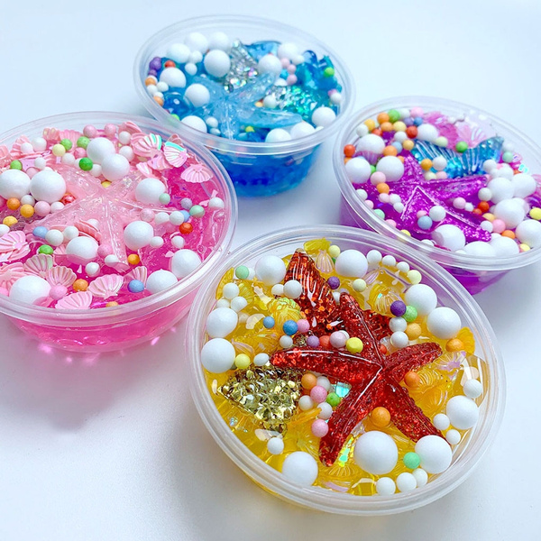 60ml Fluffy Mud Mermaid Tail Charms Fishbowl Mermaid Bubble Bath Slime ...