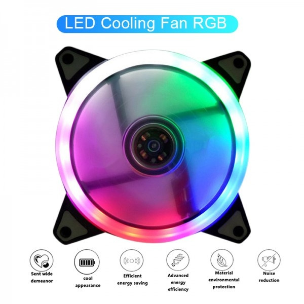 1*120mm 12V White LED Cooling Fan 4Pin to 3Pin RGB Computer Case PC CPU ...