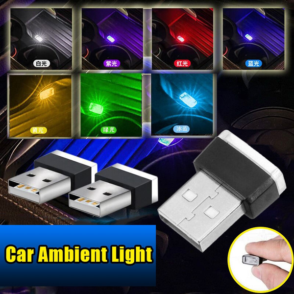 USB 7 Colors LED Mini Light Car Interior Wireless Atmosphere Light Mini ...