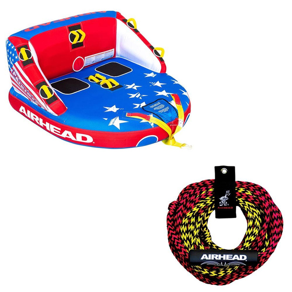 Airhead Patriot 2-Person Towable Kwik-Connect Chariot Tube w/ Rope ...