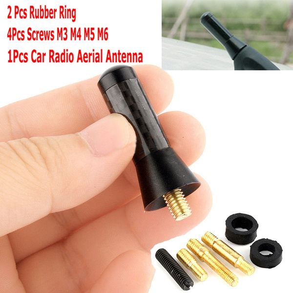 Black Alloy Carbon Fiber Screw Car Short Radio Aerial External Antenna ...