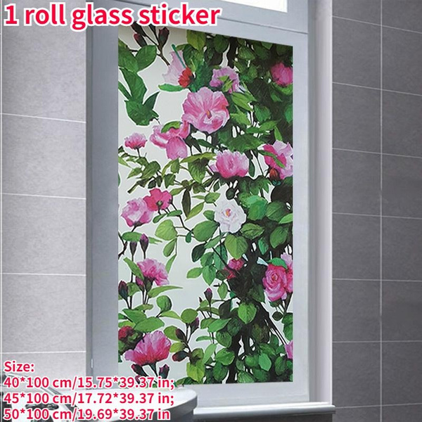 Floral Stained Window Films Frosted Glass Vinyl Stickers Static Cling ...