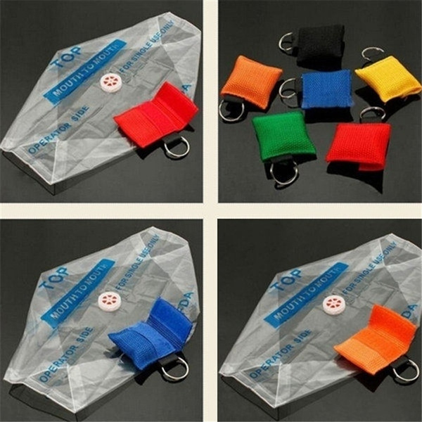 1Pc CPR Mask Keychain Emergency Face Shield First Aid Rescue Bag Kits ...