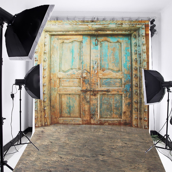Retro Wood Door Wall Photo Background Studio Prop Vinyl Photography ...