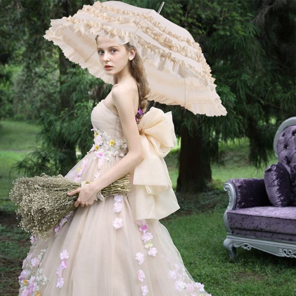Fashion Elegant Long-handled Umbrella Princess Style Lace Umbrella Cos ...