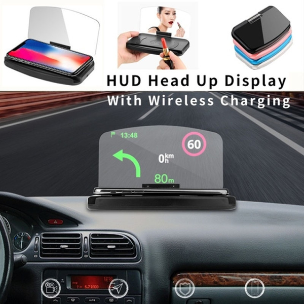 Car HUD Head Up Display Navigation Holder with Wireless Charger Pad For ...