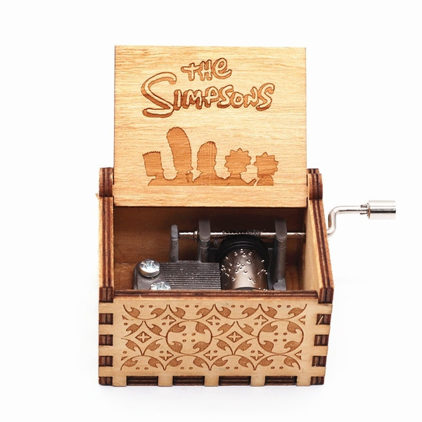 Antique Carved Cartoon TV Series Music Box Wooden Hand Crank Theme ...