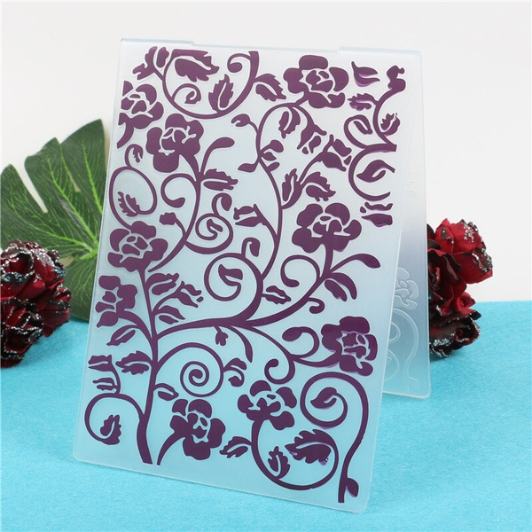 Rose Flowers Stamps Plastic Embossing Folders DIY Scrapbooking Paper ...