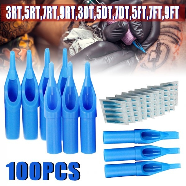 100pcs/set Blue Disposable Mixed Sterile Tattoo Nozzle Tips Kit Set ...