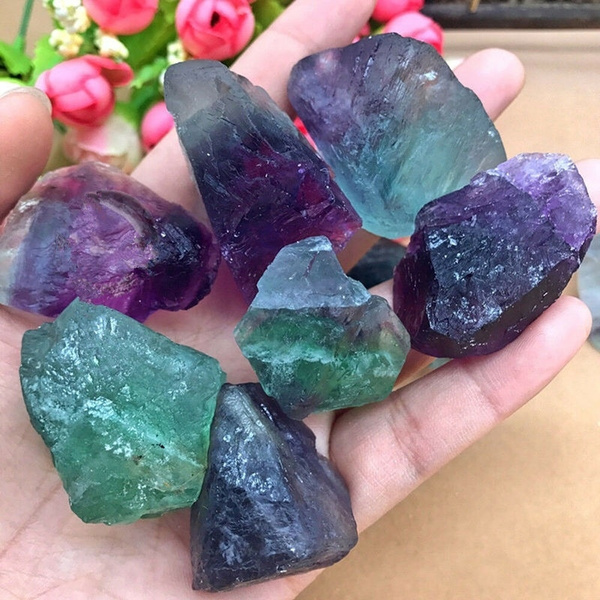 1Pcs Fluorite Quartz Crystal Stones Rough Polished Gravel Specimen ...