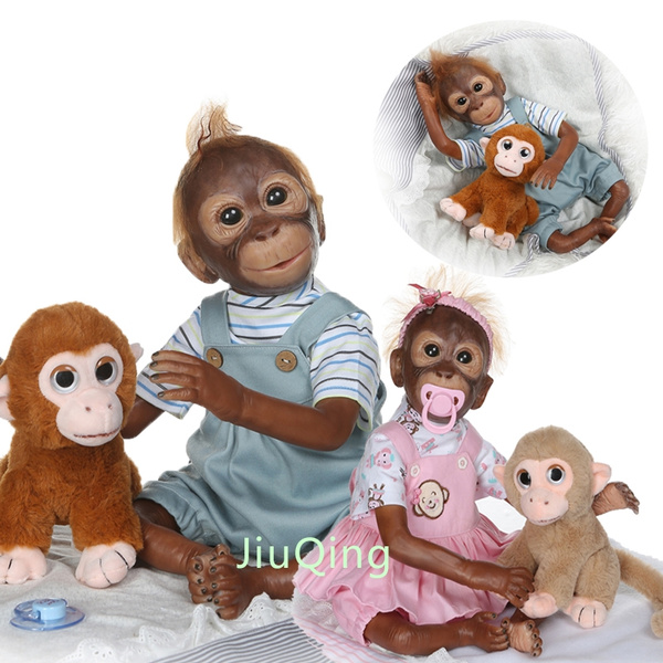 Cute 52cm Lifelike Monkey Silicone Vinyl +Soft Cotton Body Monkey Doll ...