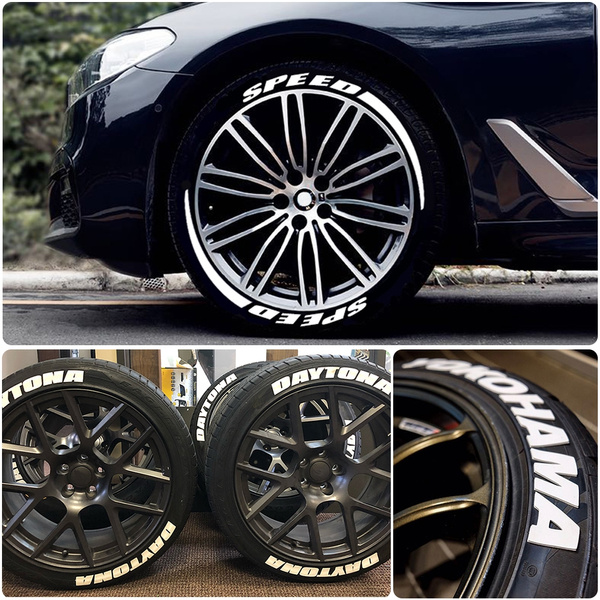 Universal Car Tire Tread 3D Letter Stickers. Motorcycle Car Wheel Tire ...