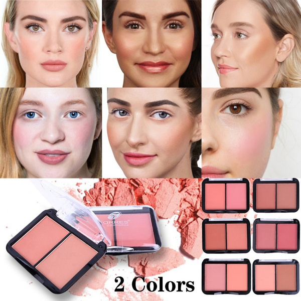 Double-Color Matte Blush Pressed Powder Palette Waterproof Brighten ...