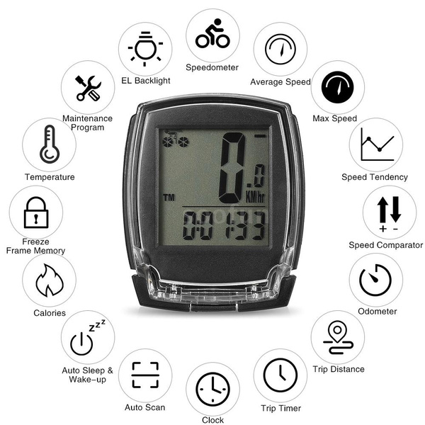 Wireless Bike Computer Speedometer Digital Bike Odometer Stopwatch ...