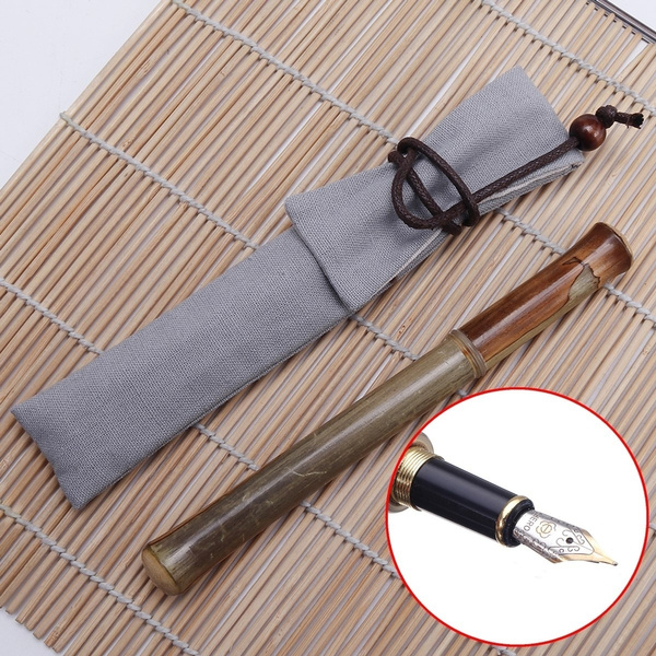 NEW Vintage Natural Bamboo Fountain Pen Signature Pen Medium Nib With ...