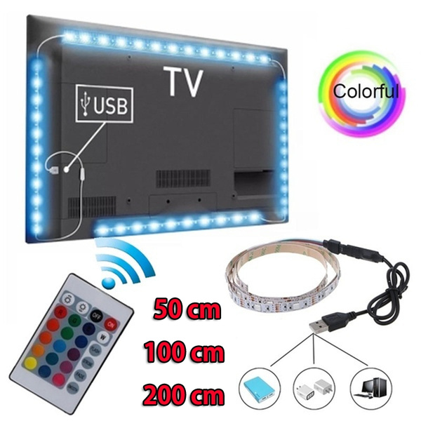 3 Sizes RGB LED USB Powered LED Color Rainbow Strip Light 30leds/m 5050 ...