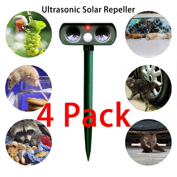 4 Pack Ultrasonic Pest Repeller Solar Powered Motion Sensor Cat Dog ...