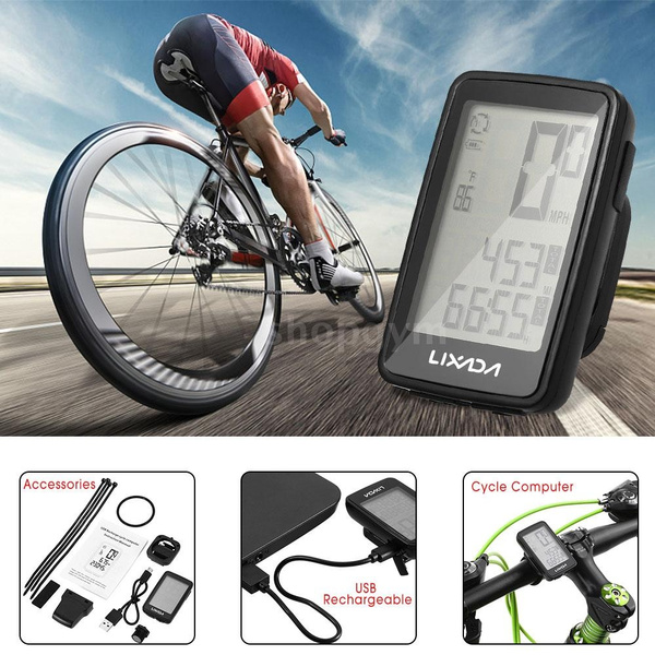 Lixada USB Rechargeable Wireless Bike Cycling Computer with Bicycle ...