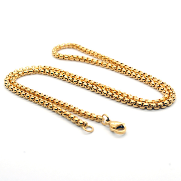 18K Gold Plated Curb Chain Necklace 2.5mm Mini Stainless Steel Gold ...