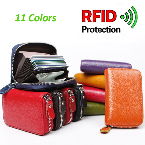 RFID Blocking Leather Credit Card Case Holder Security Travel Wallet | Wish