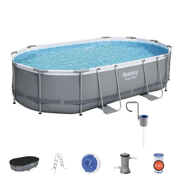 Bestway Power Steel 16 x 10-Foot Above Ground Pool Set with w/ Surface ...
