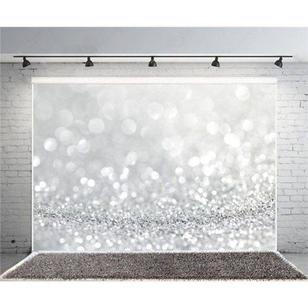Silver Glitter Bokeh Thin Vinyl Photography Backdrop Background Studio ...