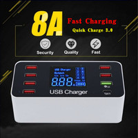 Smart 4/8-Port USB Fast Charger Power Adapter Type C Quick Charge 3.0 ...