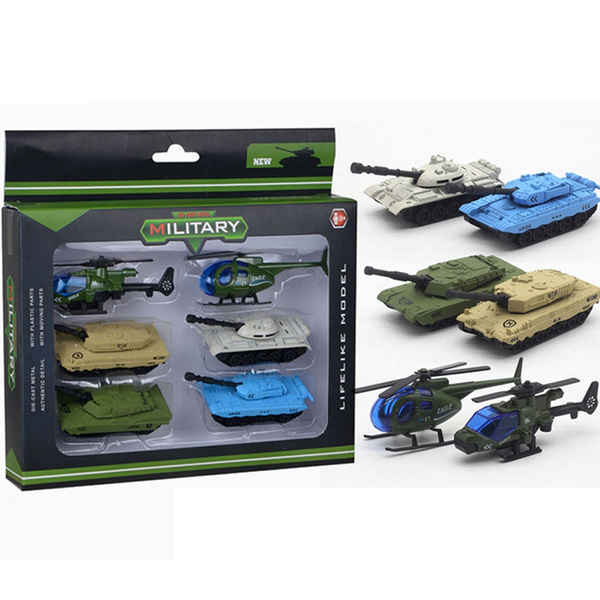 Military Vehicles Army Toy 6 in 1 Assorted Metal Model Tank Attack ...