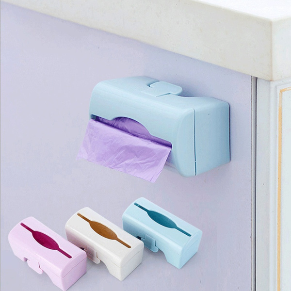 Useful Wall Mount Plastic Carrier Bag Storage Container Holder ...